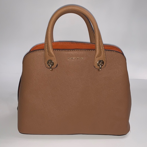 Mango | Bags | Mango Touch Brown And Orange Small Leather Satchel ...